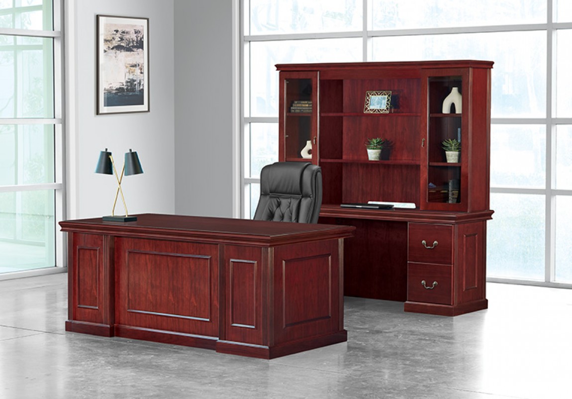 Royal Cherry Executive Desk Set with Storage | Townsend by Office Star ...