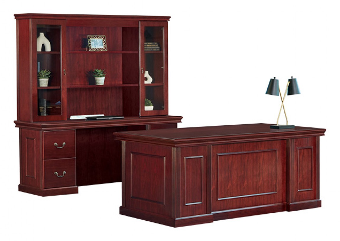 Royal Cherry Executive Desk Set with Storage | Townsend by Office Star ...