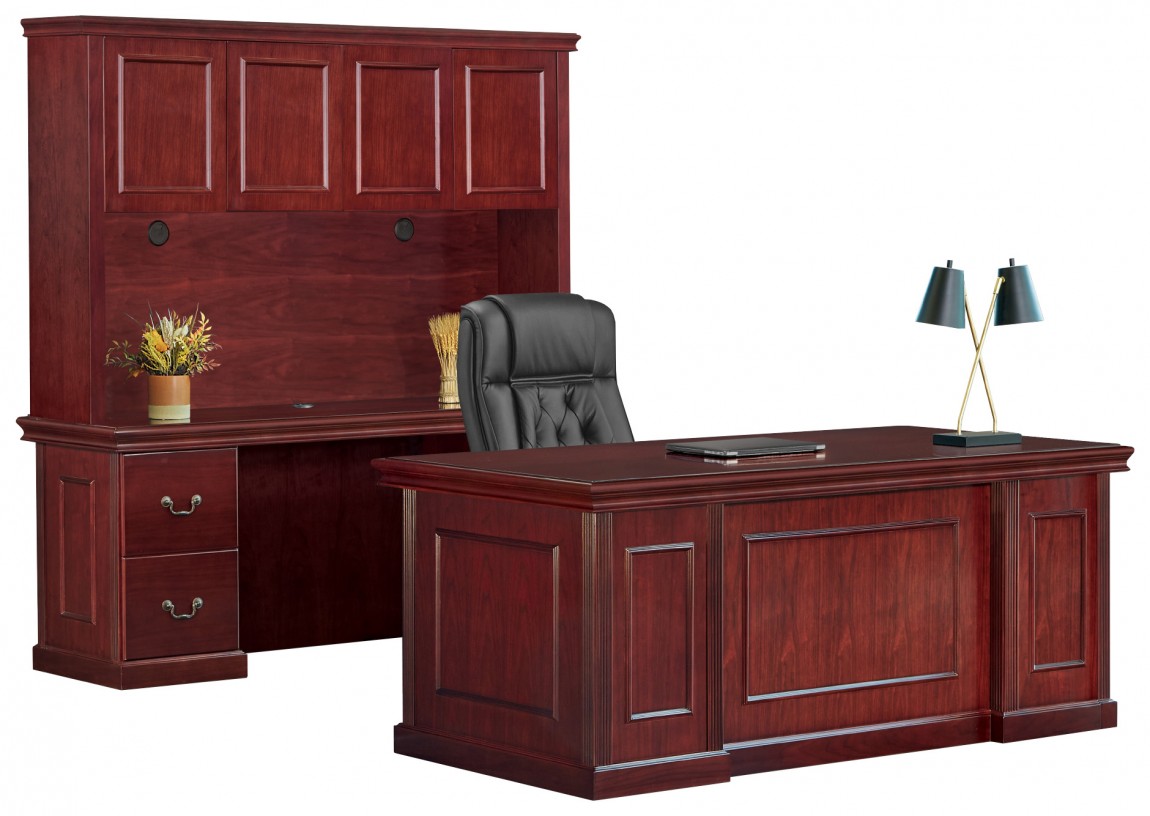 Royal Cherry Executive Desk Set with Storage | Townsend by Office Star ...