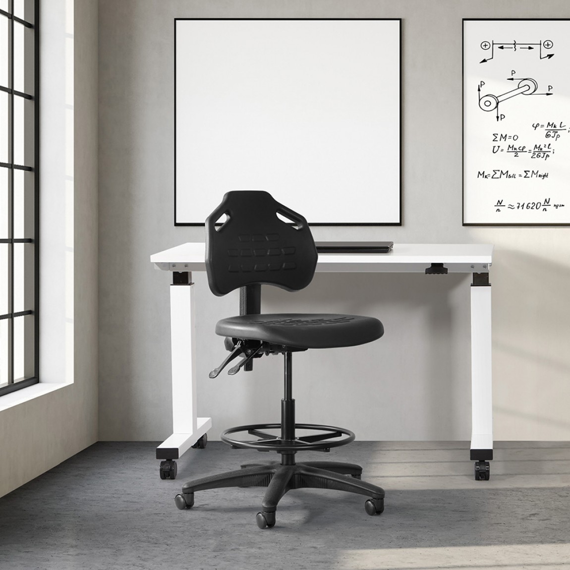 Black Drafting Chair without Arms | Work Smart by Office Star Products