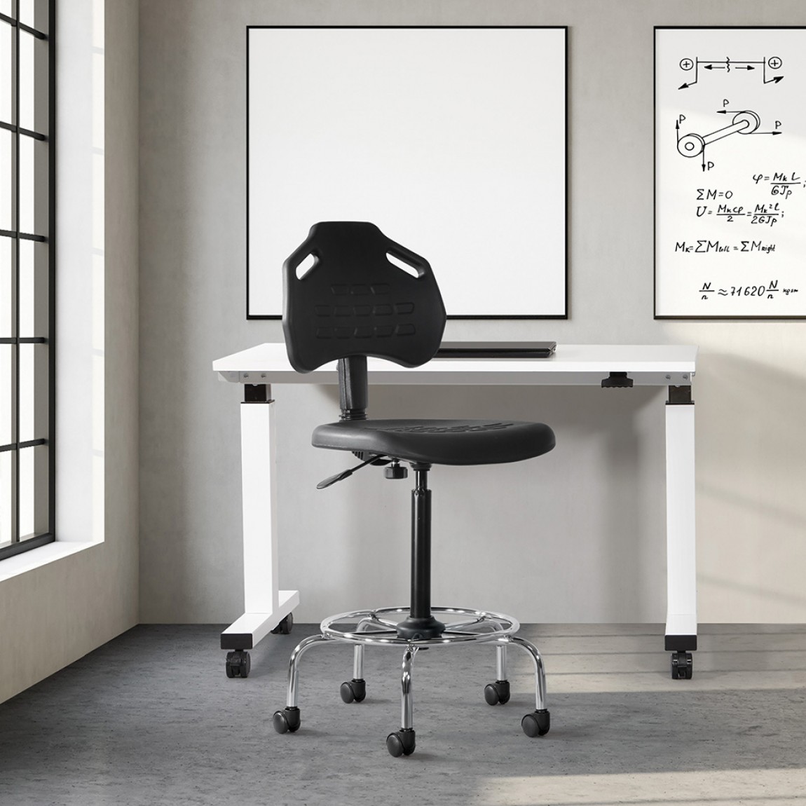 Black Armless Drafting Chair | Work Smart by Office Star Products