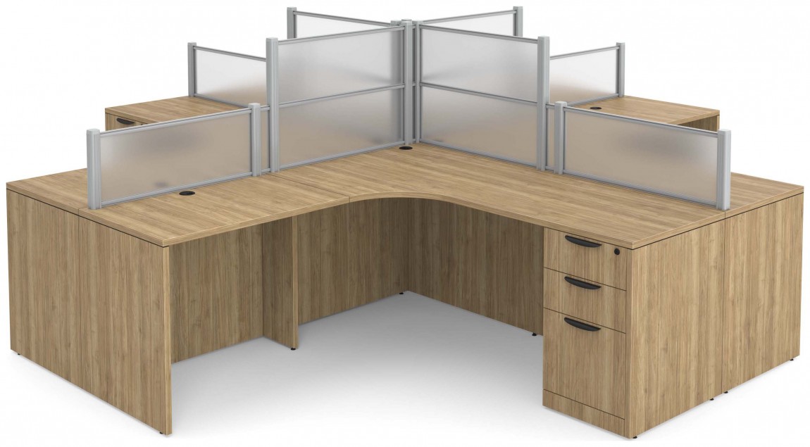 Aspen 4 Person Desk with Privacy Panels | PL Laminate by Performance ...