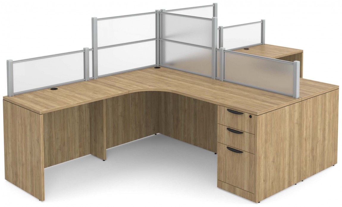 Aspen 2 Person Desk with Acrylic Dividers | PL Laminate by Performance ...