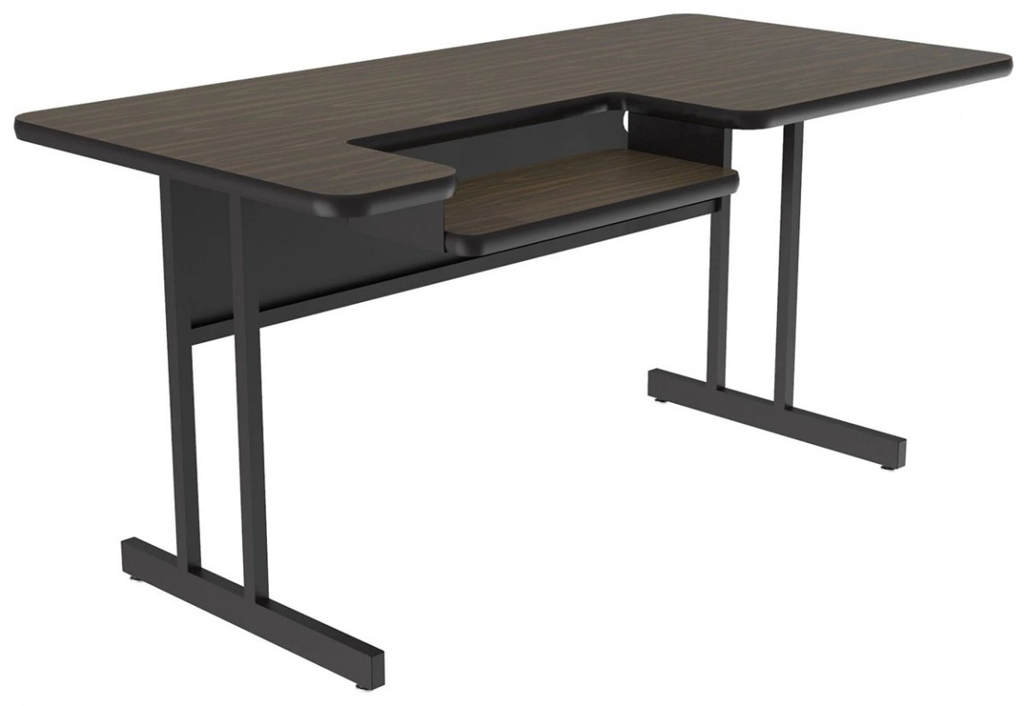 Walnut Two-Tier Technology Training Table by Correll