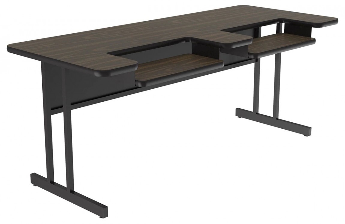 Walnut Large Two-Tier Technology Training Table by Correll