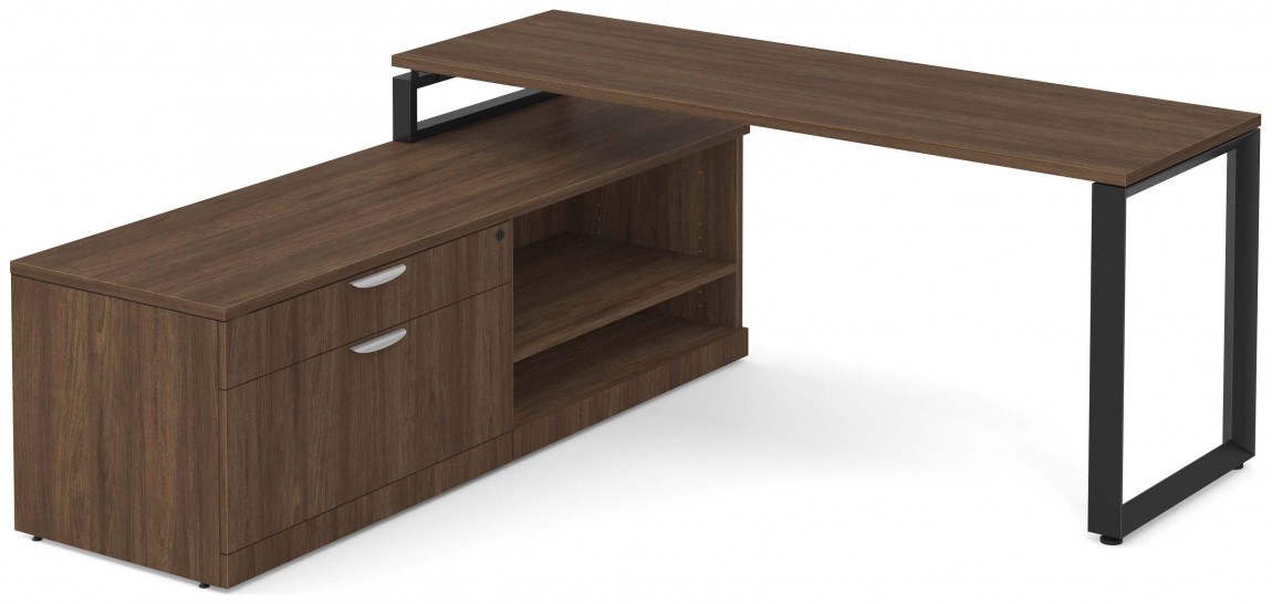 Modern Walnut L Shaped Desk with Storage | Elements by Performance ...