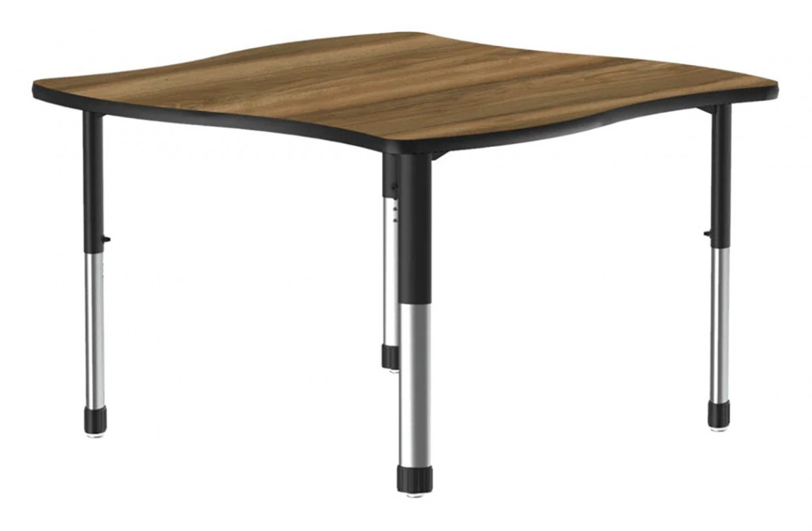 Medium Oak Adjustable Co-Working Swerve Table by Correll