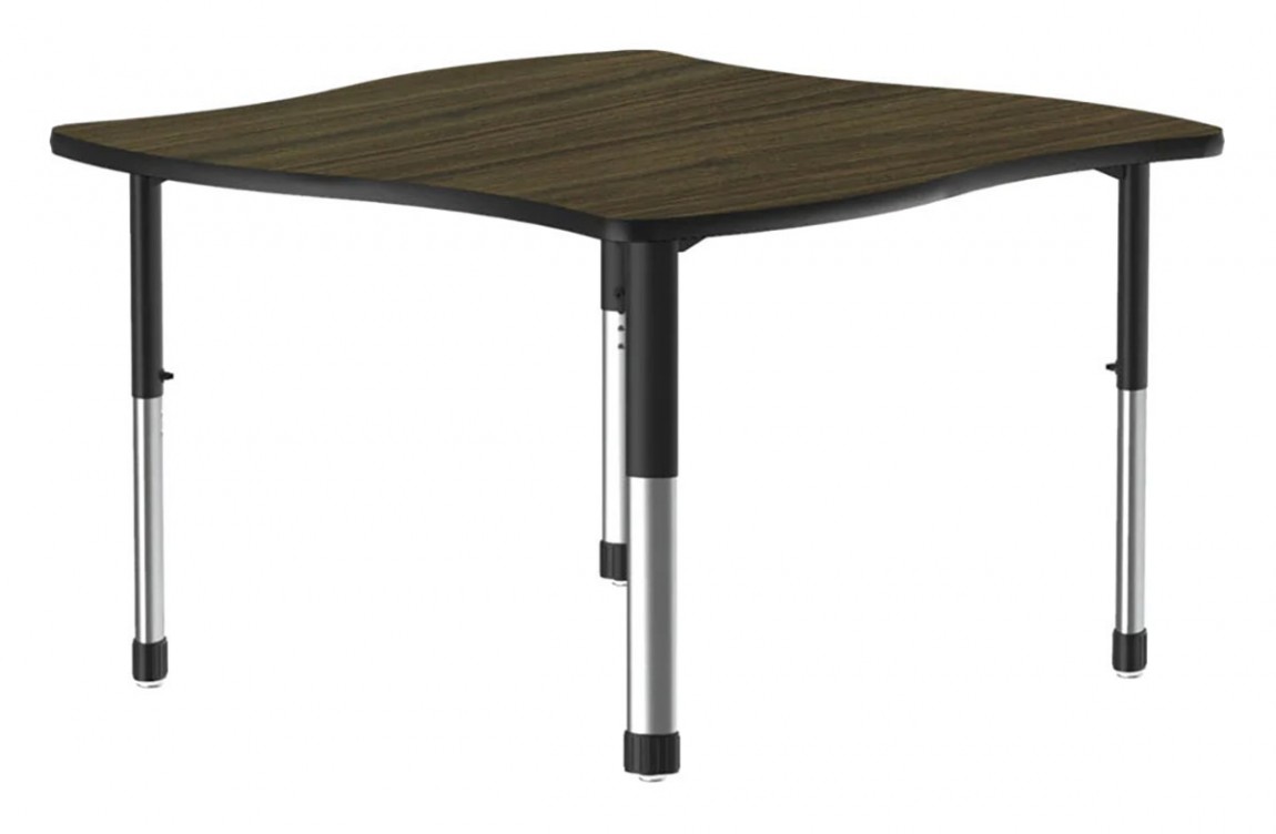 Walnut Adjustable Co-Working Swerve Table by Correll