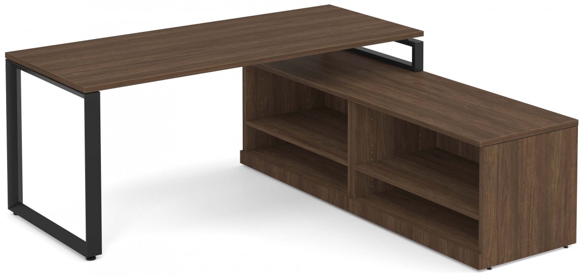 Modern Walnut L Shaped Desk with Shelves | Elements by Performance ...