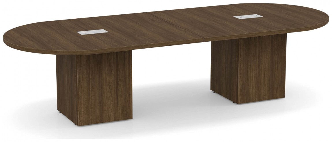 Mahogany Racetrack Conference Table with Cube Base | PL Laminate by ...
