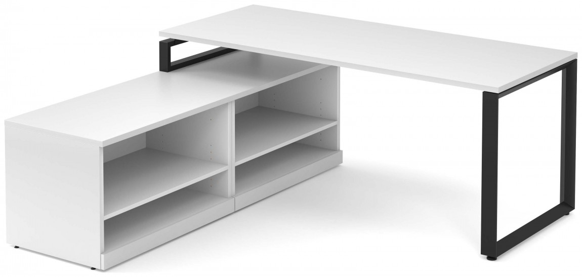 Modern L Shaped Desk with Shelves | Elements by Performance Furnishings