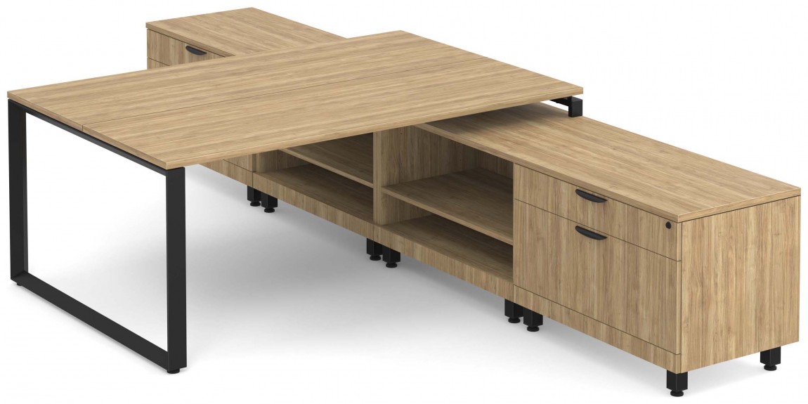 Aspen 2 Person T Shaped Desk with Storage | Elements by Performance ...