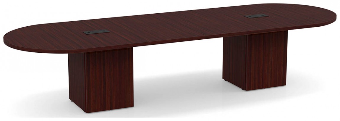 Mahogany Racetrack Conference Table with Cube Base | PL Laminate by ...