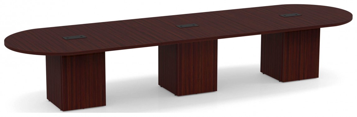 Mahogany Racetrack Conference Table with Cube Base | PL Laminate by ...