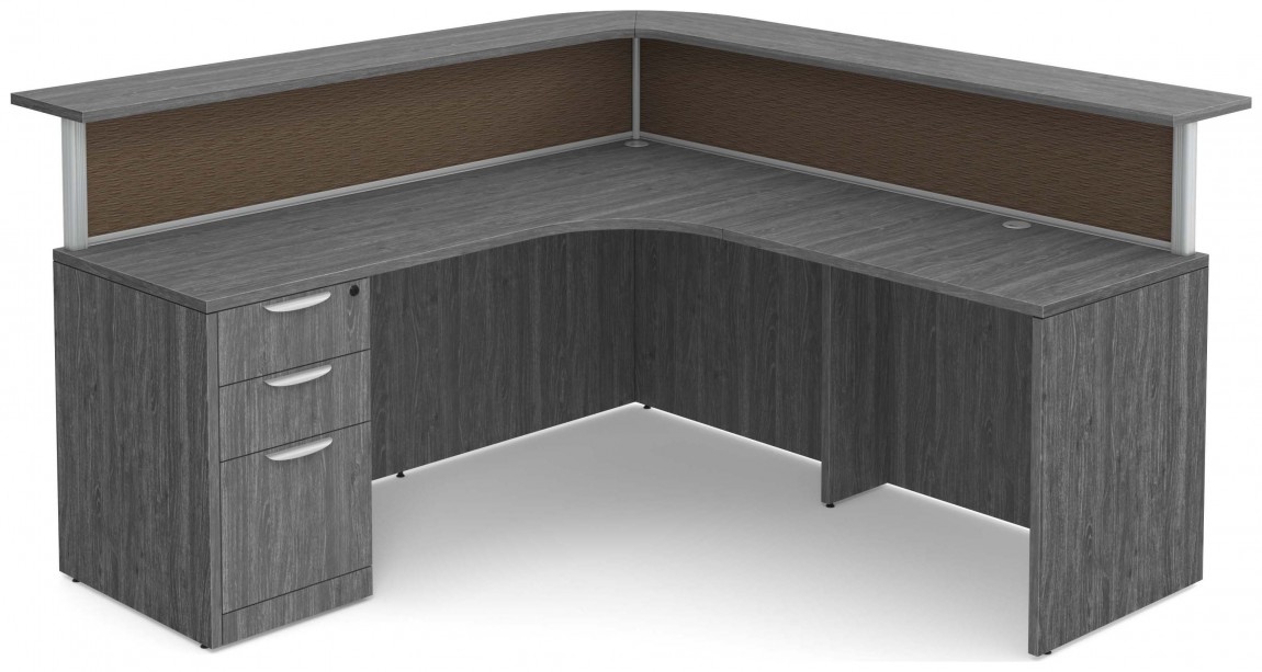 Newport Gray L Shaped Reception Desk with Divider Panels | PL Laminate ...