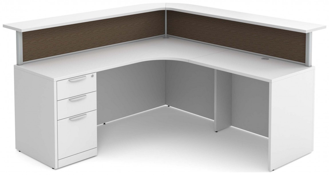 White L Shaped Reception Desk with Divider Panels | PL Laminate by ...