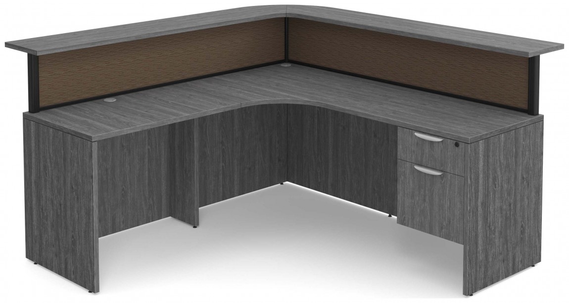Newport Gray L Shaped Reception Desk with Divider Panels | PL Laminate ...