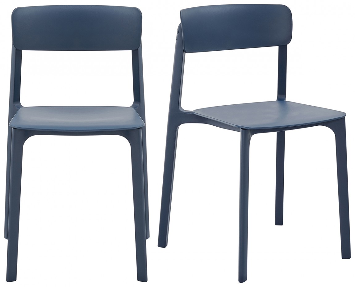 Blue Universal Molded Stacking Chairs - Set of 2 | Tibo by Euro Style
