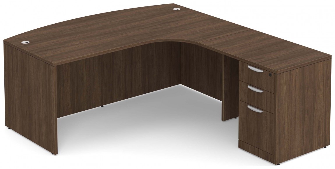 Modern Walnut Modern L Shape Desk with Bow Front | PL Laminate by ...