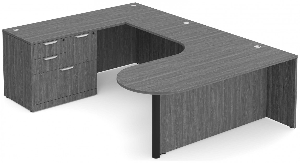 Newport Gray U Shaped Office Desk with Peninsula Extension | PL ...