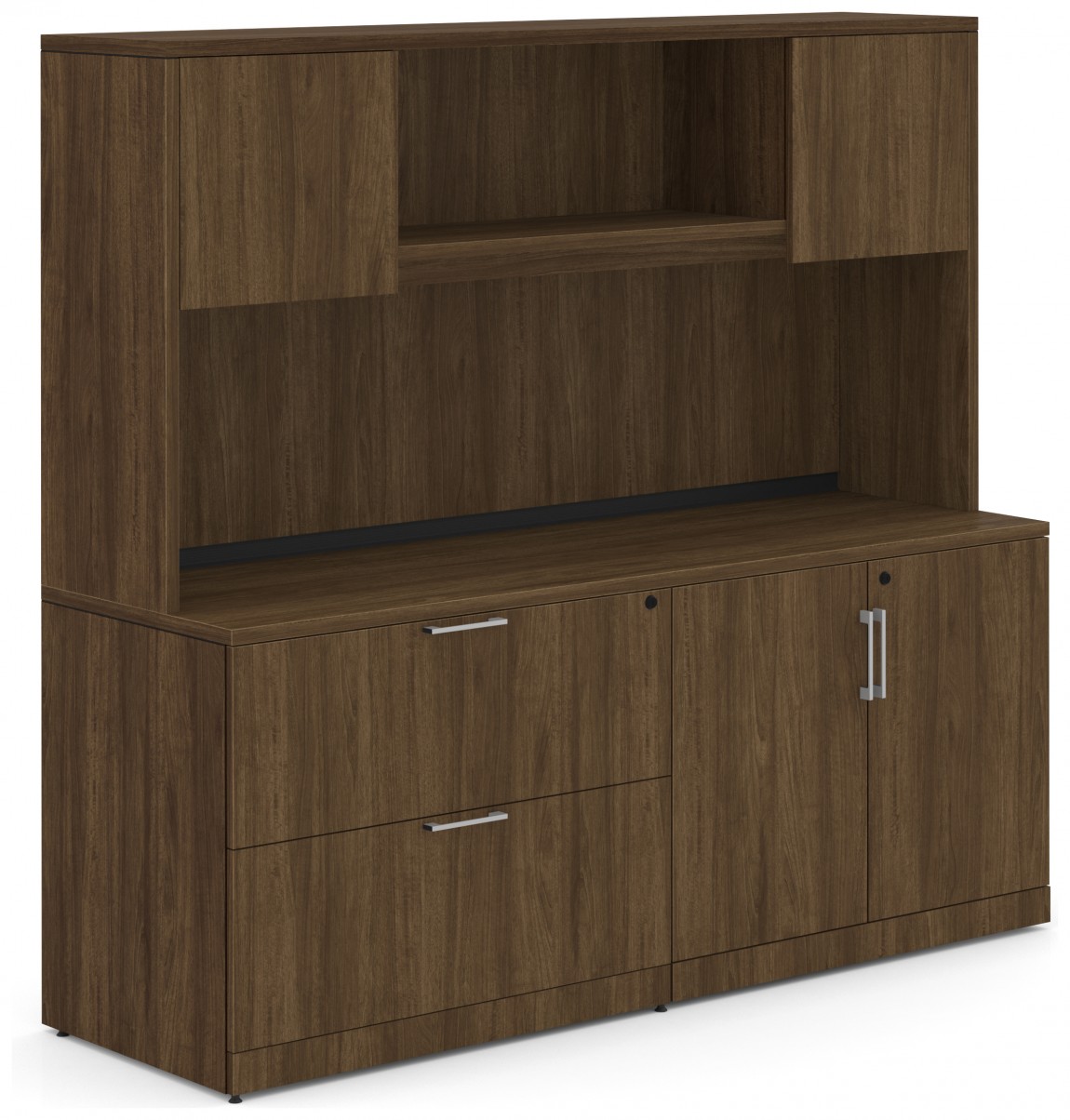 Modern Walnut Office Storage Credenza with Hutch | PL Laminate by ...