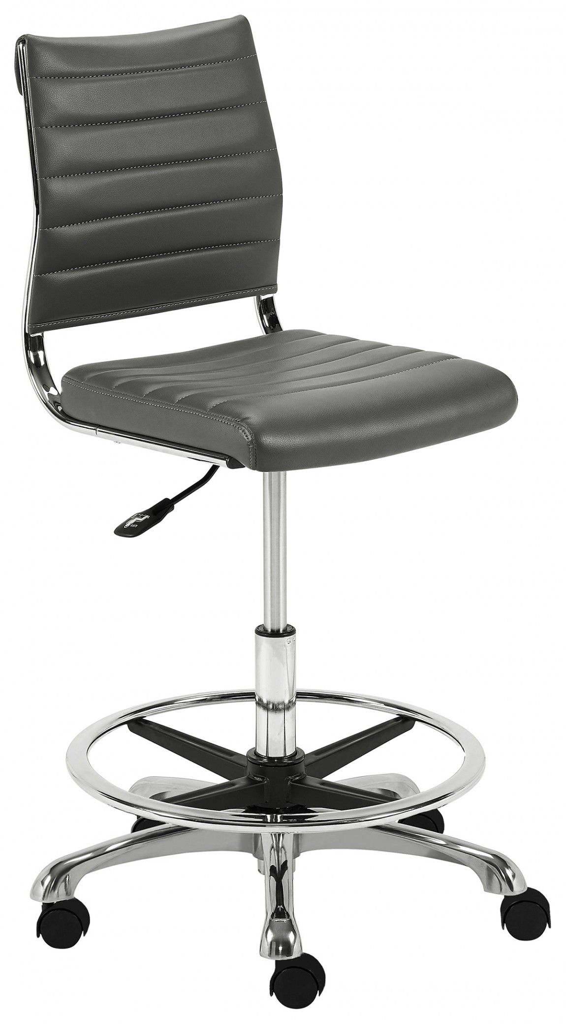 Gray Modern Ribbed Adjustable Drafting Stool | Axel by Euro Style