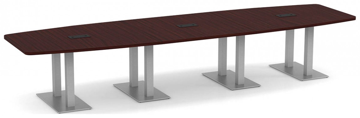 Mahogany Modern Boat Shaped Conference Table | PL Laminate by ...